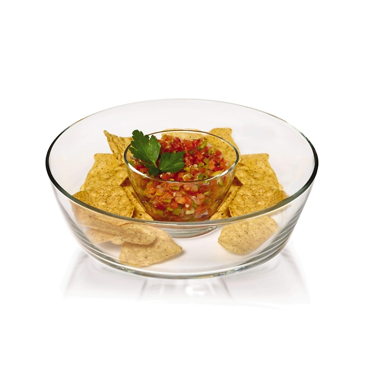 Mikasa Glass Napoli Chip and Dip Set, 11-Inch, 2-Piece, Clear