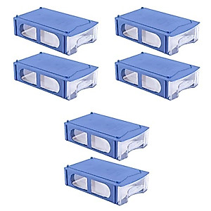 CIYODO 6 pcs Bin Organizer Plastic Drawer Items Component Parts Stackable Multifunctional Pantry Cabinet Blue Compartments Sundries Kitchen Storage for Small Hardware Style Household