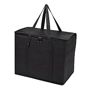 Insulated Take Away Bags Insulated Food Delivery Bag Large Capacity Thermal Food Carrier for Picnic Restaurant Fresh Seafood Cold or Warm Food, Black