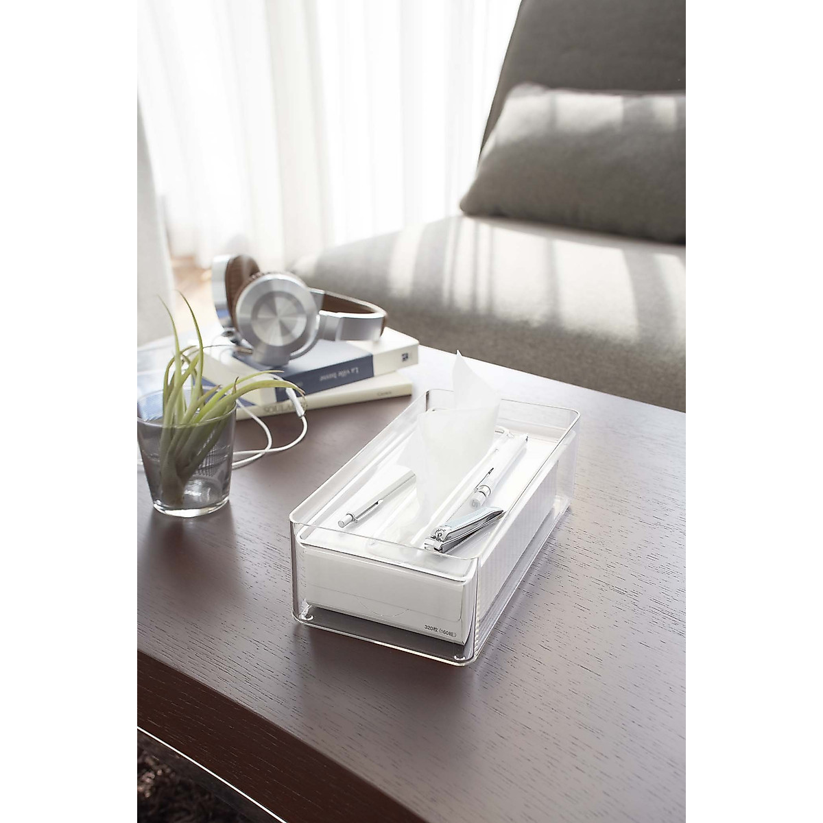 YAMAZAKI home 2334 Tissue Box Holder-Dispenser and Organizer, One Size, Clear