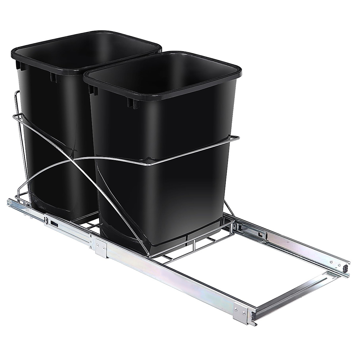 Epetlover 35 Quart Sliding Pull Out Trash Can Double Waste Container Recycling Bins Under Cabinet for Kitchen, Black