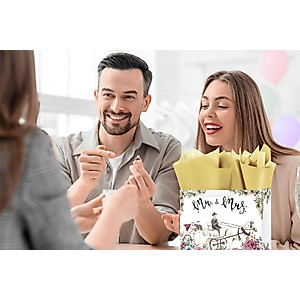 ysmile Wedding Gift Bag with Wrapping Tissue, 12" Bride Gift Bag for Engagement, Anniversary for Women Men Mr Mrs