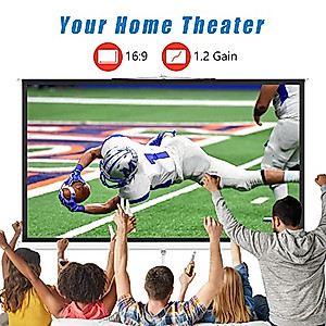 LopBast Screen Projector Screen with Stand 82-INCH Indoor Outdoor 16:9 1.2 Gain PVC Movie Projection Screen 4K 8K 3D Ultra HD HDR Wrinkle-Free Design for Home Theater Movie Theatre Cinema Office Game