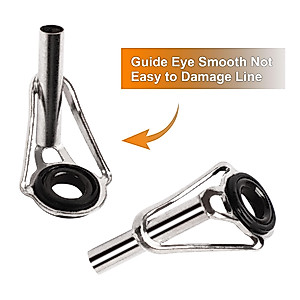 uxcell 5pcs Fishing Rod Tip Repair Kit 0.118" Dia Fishing Rod Guides Eyelets Repair Kit Metal Rod Tip Guide Rings Replacement Silver Tone Black