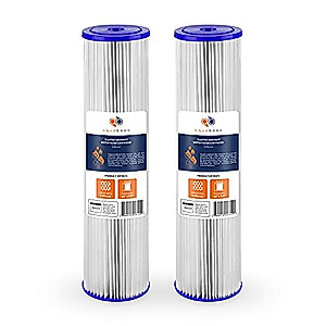 Aquaboon 2-Pack of 5 Micron 20"x 4.5" String Wound Sediment Water Filter Replacement Cartridge & 2-Pack Pleated Sediment Water Filter Cartridge | Universal Whole House 5 Micron 20 inch Cartridges