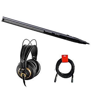 Sennheiser MKH416-P48U3 Super-Cardioid Shotgun Tube Condenser Microphone with AKG K 240 Studio Pro Headphones & XLR-XLR Cable Bundle