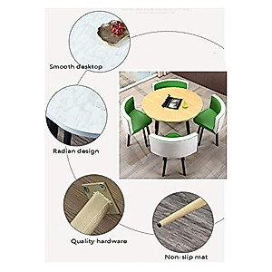 Dining Table & 4 Chairs, Compact Kitchen Table Set Bedroom Adults Commercial Restaurant Leather Seat Chair Round Small Wood Table Metal Frame Home Kitchen Office Negotiation Meeting (Color : Yellow)