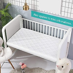 Pack n Play Sheet Quilted Waterproof Protector, 2 Pack Premium Fitted Pack n Play Pad Cover 39" X 27" fits for Baby Foldable and Playard Mattress, Portable Mini Crib, Gray&White