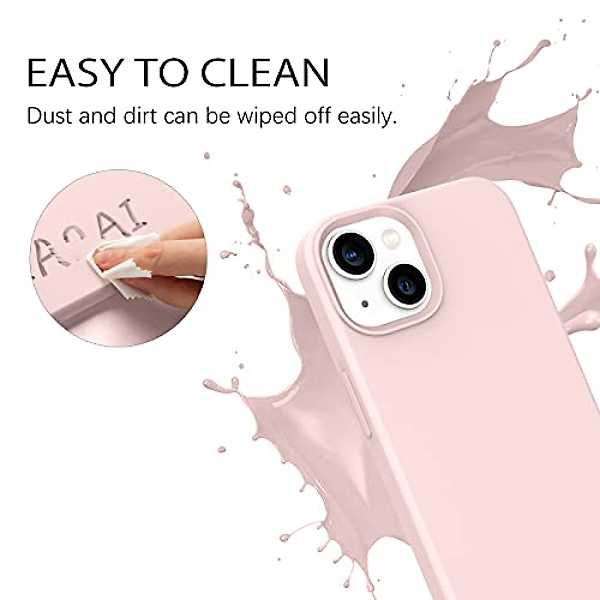 VENINGO iPhone 13 Case,Phone Case for iPhone 13,Slim Fit Liquid Silicone Soft Gel Rubber Lightweight Microfiber Lining Shockproof Anti-Scratch Protective Phone Cover for iPhone 13 6.1'' 2021,Pink Sand