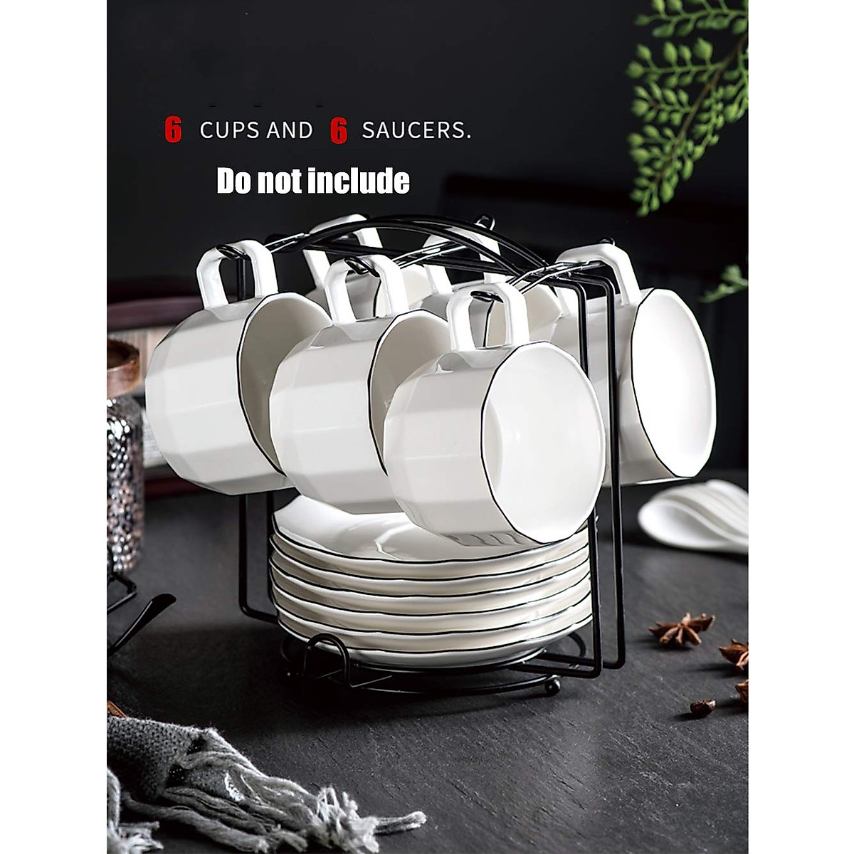 Yontree 6 Hooks Mugs Tree Cup Rack Dishes Organizer Style B