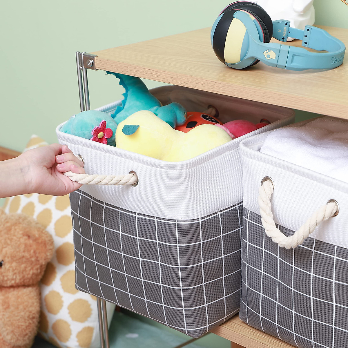 Kerhouze 11 Inch Fabric Storage Cubes Cubby Storage Bins Foldable Baskets for Organizing Shevles Closet Nursery Toys