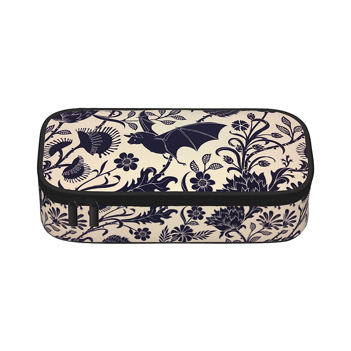 Gocerktr Bat Flower Pencil Case Large Capacity Pen Case Double Zippers Pen Bag Office Stationery Bag Cosmetic Bag with Compartments