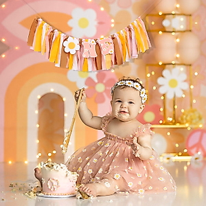 Groovy One First Birthday High Chair Banner - One Groovy Birthday Decorations,groovy Baby Shower,hippie First Birthday Highchair Banner,daisy 1st Birthday Garland,cake Smash Backdrop Banner