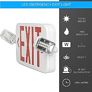 Ciata 6 Pcs. Ultra Bright Slim Rechargeable Indoor Exit Lights, Emergency Light Combo Sign Fixture Hardwired with Battery Powered Backup, Fire Exit Sign with Lights, Led Exit Signs with Battery Backup