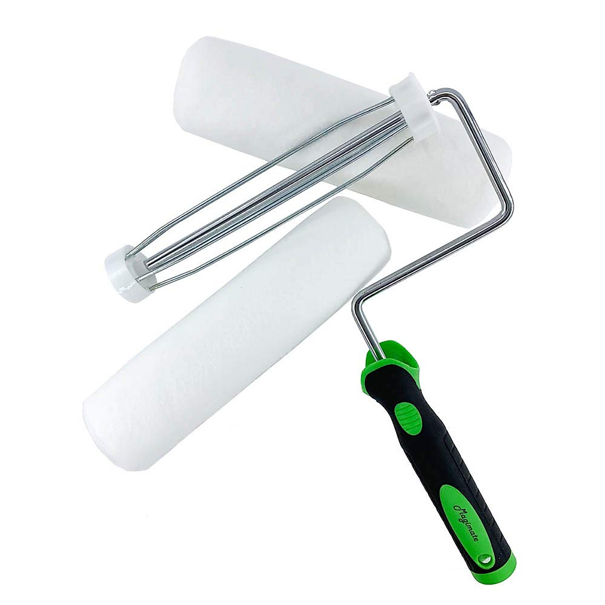 Magimate Paint Roller Kit with Tray Large Paint Roller Small Stain Roller and Brush Assorted for Painting Walls Decks Houses, Roller Handle Threaded Extendable Rollers Set 9 Inch -12PK