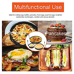 Upgrade Large 3 Packs Egg Rings for Griddle Frying Egg,8" Omelette Ring,6" Pancake Mold Ring,4" Griddle Egg Ring,Non-stick Stainless Steel Egg Rings Anti-scalding Grill with Oil Brush & Egg Separator