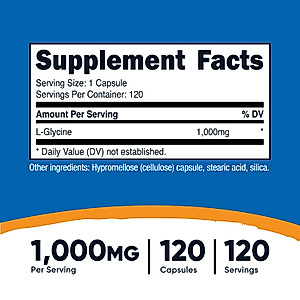 Nutricost L-Glycine 1000mg, 120 Capsules, Vegetarian, Non-GMO and Gluten Free