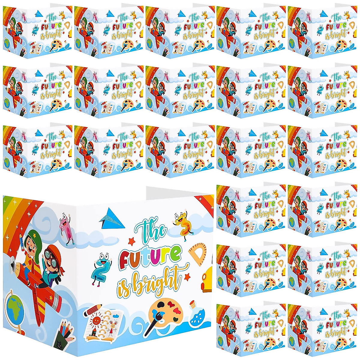 24 Pcs Privacy Boards for Student Desks Bright Colored Classroom Desk Divider Trifold Table Desk Privacy Panel Privacy Folders Screen Partition for School Teacher Student Study Test Home (Sky)