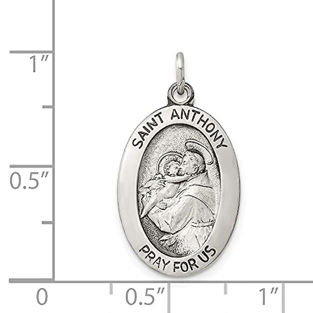 Diamond2Deal 925 Sterling Silver Antiqued Saint Anthony Medal Pendant Fine Jewelry for Women (L- 25 mm, W- 15 mm)