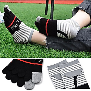 ZAKASA Womens Funny Toe Sock Cotton Five Finger Running Ankle Novelty Socks (Animal cat, US shoe 6-9)