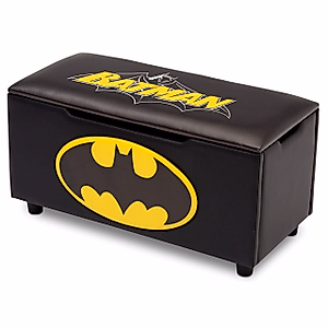 Delta Children DC Comics Batman Upholstered Storage Bench for Kids | Perfect for Bedrooms/Playrooms/Living Rooms | Features Fun Graphics of Batman