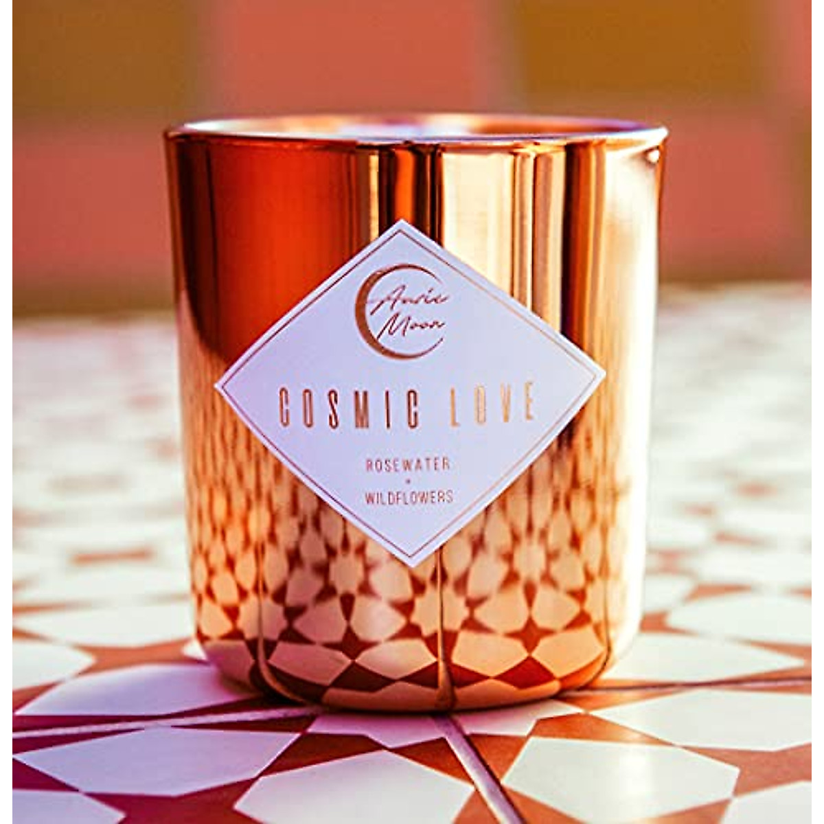 Auric Moon | Rosewater + Wildflowers Scented Luxury Soy Coconut Candle for Women | Slow 70+ Hour Burn | Wood Crackling Wicks | 12 Oz Premium Glass | Hand-Poured in California