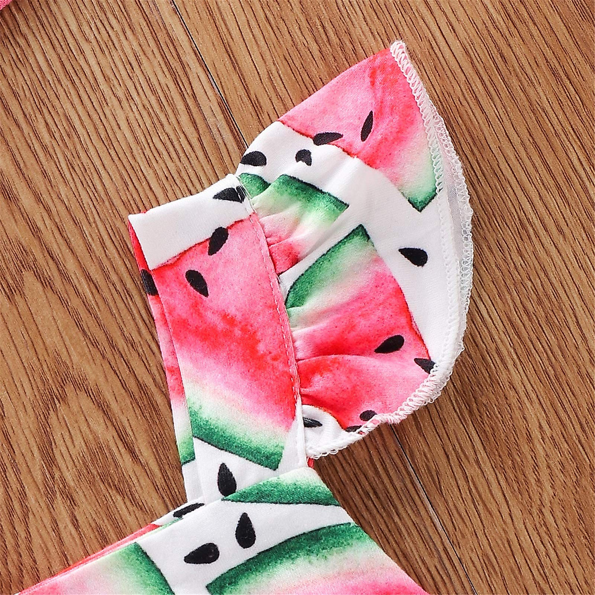 Dimoybabe Toddler Baby Girl Summer Clothes Knit Cotton Outfits Infant Short Set Sleeve Ruffle Ribbed Clothing Watermelon Red 2-3T 100CM