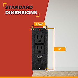 BUYER'S POINT Recessed Power Strip | ETL Certified Furniture Recessed Outlet with USB, USB C, 2 Outlets and 6' Cable w/Round Plug, Flush Mount for Side Table, Office Desk or Couch (Black) - 1 Pack