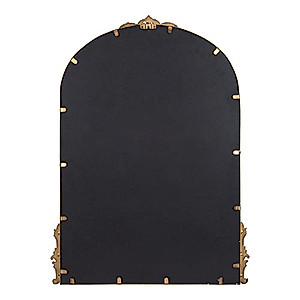 Kate and Laurel Myrcelle Traditional Arched Mirror, 25 x 33, Gold, Decorative Large Arch Mirror with Ornate Garland Detailing Along The Crown and Edges of The Frame