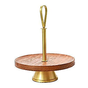 Creative Co-Op Elegant Modern, Cake Desert Serve Ware Stand, Natural & Gold Tiered Tray, Natural and Gold