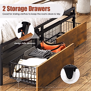 SogesSleep Twin Bed Frames with Headboard, Upholstered Twin Size Bed Frames with Storage and Charging Station & LED Lights, No Box Spring Needed Bed Frame, Noise Free & Easy Assembly