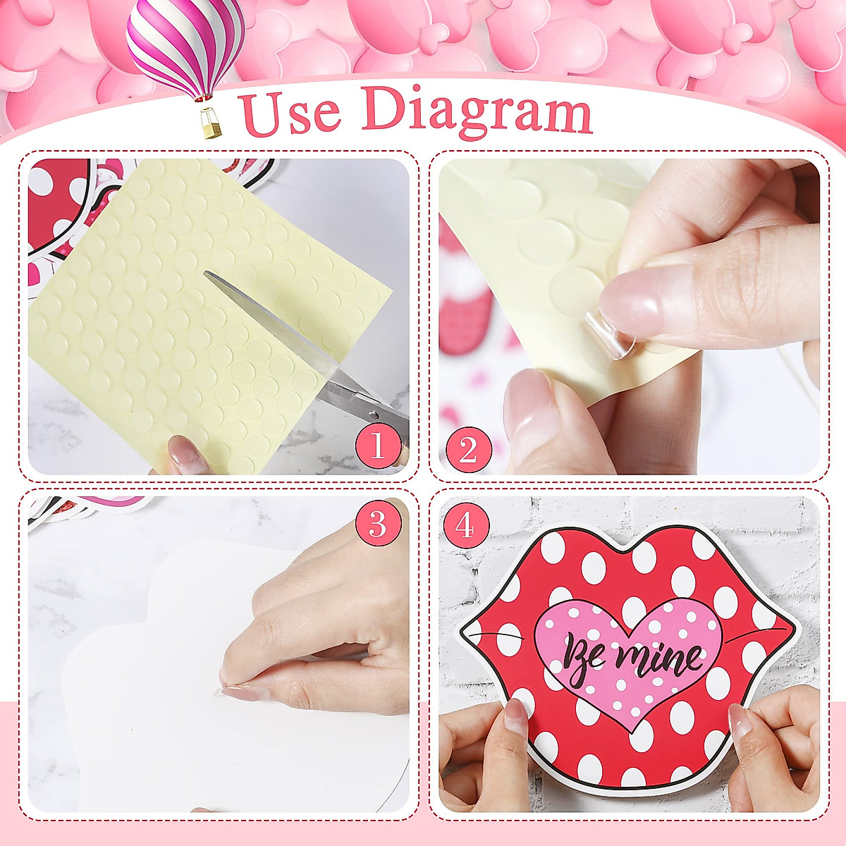 69 Pieces Valentine's Day Cutouts Romantic Gnome Heart Cutouts with 100 Pieces Glue Point Dots Valentines Day Bulletin Board Decorations Valentine Cardboard Paper Cutting for Classroom Decoration