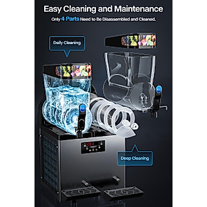 Leacco Commercial Slushie Machine, Frozen Drink Margarita Machine Smoothie Slushy Maker Stainless Steel 110V