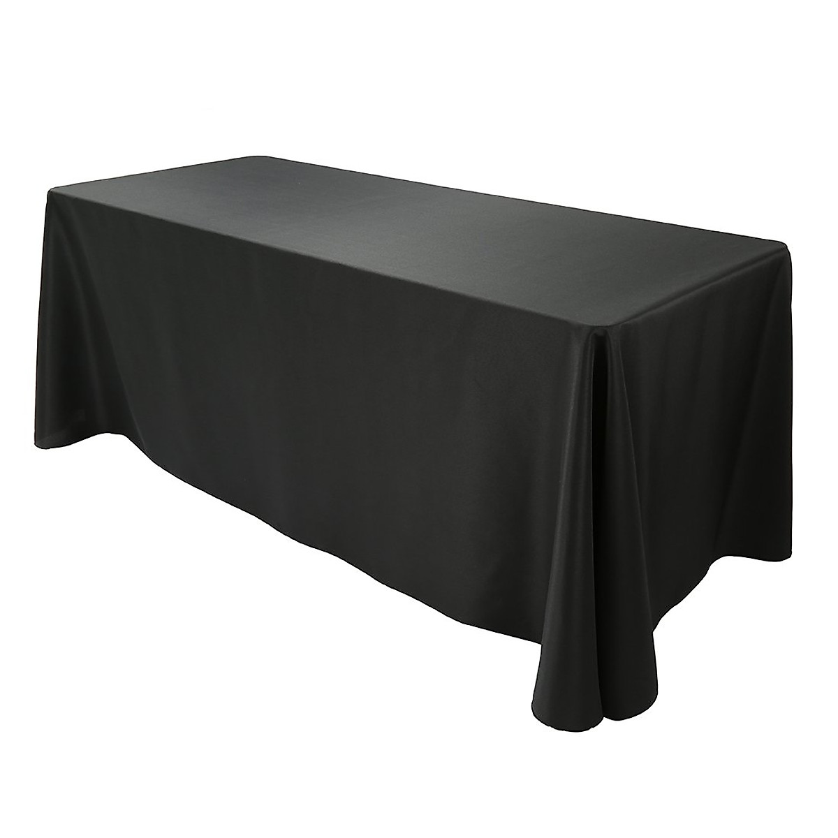 E-TEX Oblong Tablecloth - 90 x 156 Inch - Black Rectangle Table Cloth for 8 Foot Rectangular Table in Washable Polyester