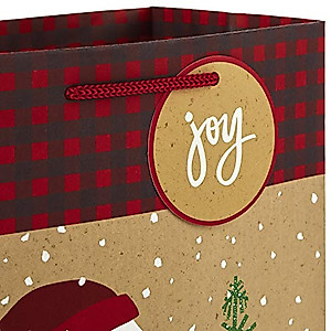 Hallmark Christmas Gift Bag Assortment, Traditional (Pack of 8; 3 Small 6", 3 Medium 9", 2 Large 13") Snowmen, Red Plaid, Kraft Stripes, "Joy" Wreath