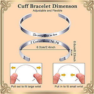 Funtery 12 Pcs Christian Bracelet Engraved Bible Verse Jewelry for Women Religious Baptism Gifts Inspirational Scripture Open Cuff Bangle Confirmation Gifts for Girls Friend Encouragement (Classic)