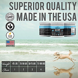 Calming Treats for Dogs with Organic Hemp Oil, Tryptophan, Chamomile, Passion Flower & Valerian - Stress & Anxiety Relief for Separation, Travel, Fireworks, Storms and Barking - 120 Soft Chews