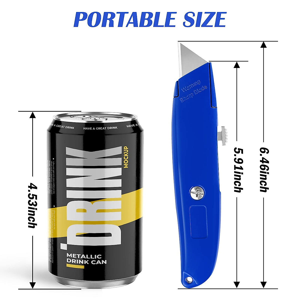 DIYSELF 1 Pack Box Cutter Retractable Heavy Duty with 10 Blades, Razor Blades Utility Knife for Cardboard, Carton, Boxes, Cutter Knife, Exacto Knife Box Knife (Blue)