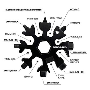 Fondaaro 18-in-1 Snowflake Stainless Multi tool - Pocket Keychain - Mini Screwdriver - Box Cutter - Bottle Opener - Cool Dads Gifts and Gadgets for Men