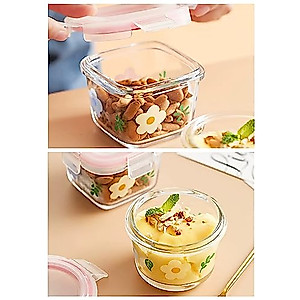 2 Pack 4 OZ Mini Glass Food Storage Containers Portable Small Food Jars with Airtight Locking Lid,Leakproof Reuseable Small Container for Food Portion,Dipping Sauce,Snack,Nut,Yogurt,Freezer Microwave Safe (pink)