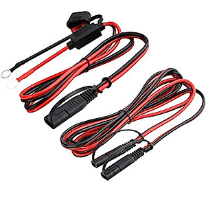 2 Pcs 16 AWG SAE Battery Charger Kit, 8 Ft SAE To SAE DC Power Connector Cable And 3 Ft Ring Terminal Harness With Fused SAE Quick Disconnect Plug