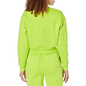 Amazon Essentials Women's Crop Drop Shoulder Sweatshirt (Available in Plus Size), Lime Green, Medium