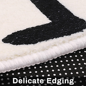 LIVEBOX ABC Play Room Round Kids Rug Circle for Playroom, Learning Nursery Rug Alphabet Washable Rug for Baby Boy and Girl Bedroom, Non-Slip Educationa Carpet for Toddlers (59",Black,Beige)