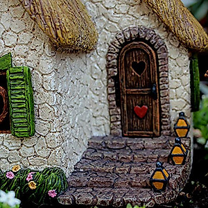 PRETMANNS Fairy Garden Fairy House – Large Fairy Houses for Gardens for Outdoor - Resin Fairy House - Fairy Garden Accessories Outdoor - 7" Fairy Garden House, Door can Open Wide