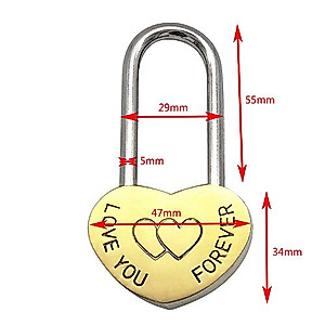 VerRich 3.5" 50mm Love Lock Single Heart Shaped Padlock Love You Forever for Lovers Wedding, Bridge,Paris,Anniversary(NO Key)
