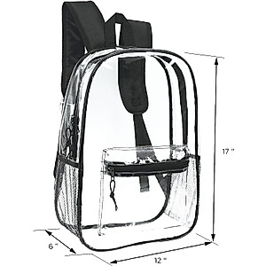 Moda West 24 Pack 17inch Wholesale Bulk Clear Backpack In Black Color