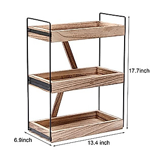 3 Tier Bathroom Organizer Countertop, Vanity Stand Shelf Skincare Organizers Counter Tiered Tray ,Sink Organization Kitchen Spice Wood Rack