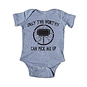Sunray Clothing Only The Worthy Can Pick Me Up Thor Baby Onesie (12 Months, Red)