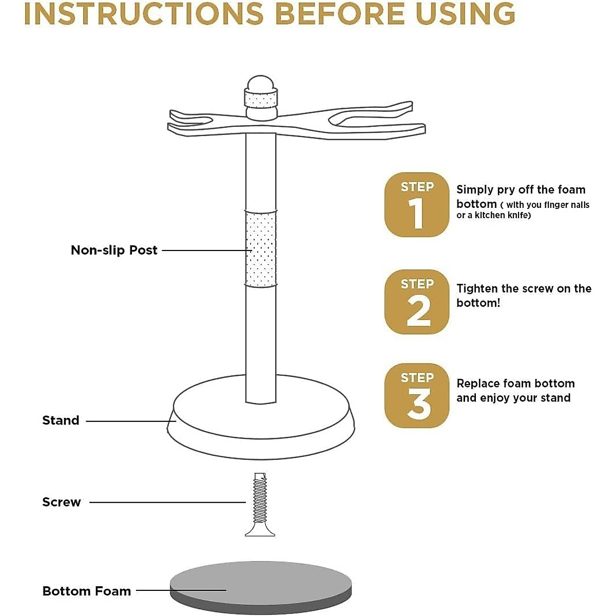 Perfecto Deluxe Black Razor and Brush Stand - The Best Safety Razor Stand. This Will Prolong The Life Of Your Shaving Brush