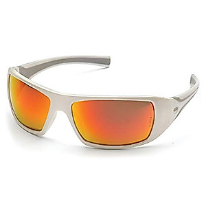 Pyramex Goliath Safety Eyewear, White Frame, Indoor/Outdoor Mirror Lens
